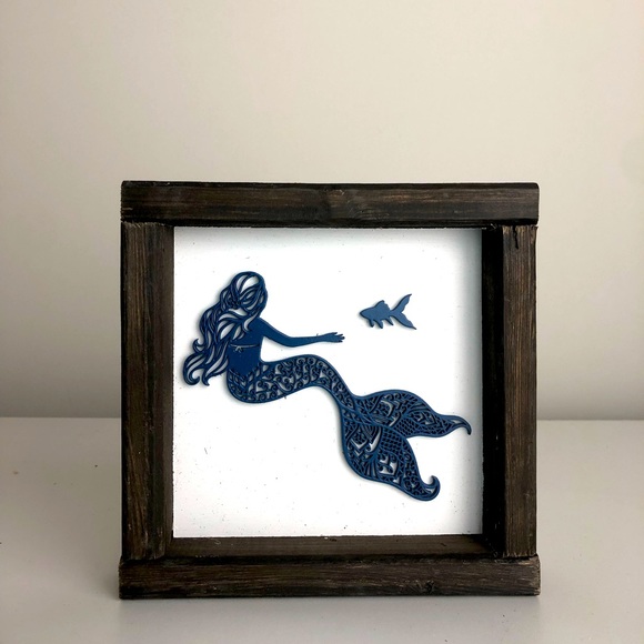 Art | Mermaid Laser Cut Wooden Sign | Poshmark